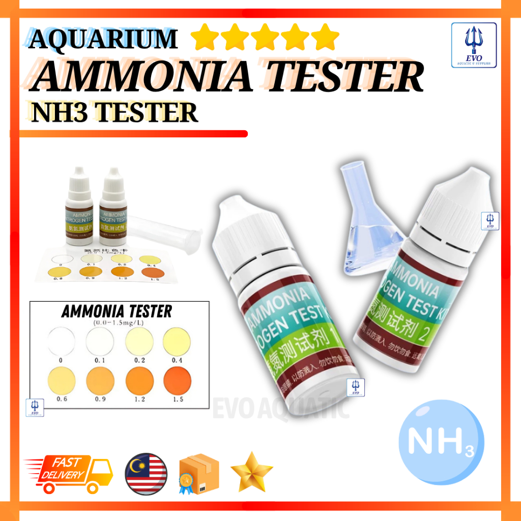 🔥READY STOCK🔥 Aquarium AMMONIA Tester Water Quality NH3 Test Reagent ...