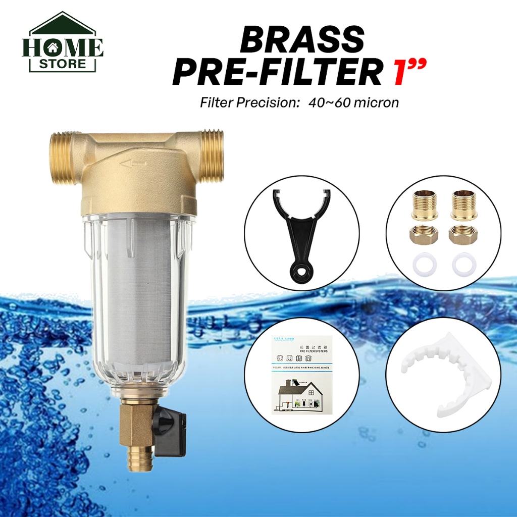 Home Store 1'' Brass Pre-Treatment System Water Pre-Filter Penapis Air ...
