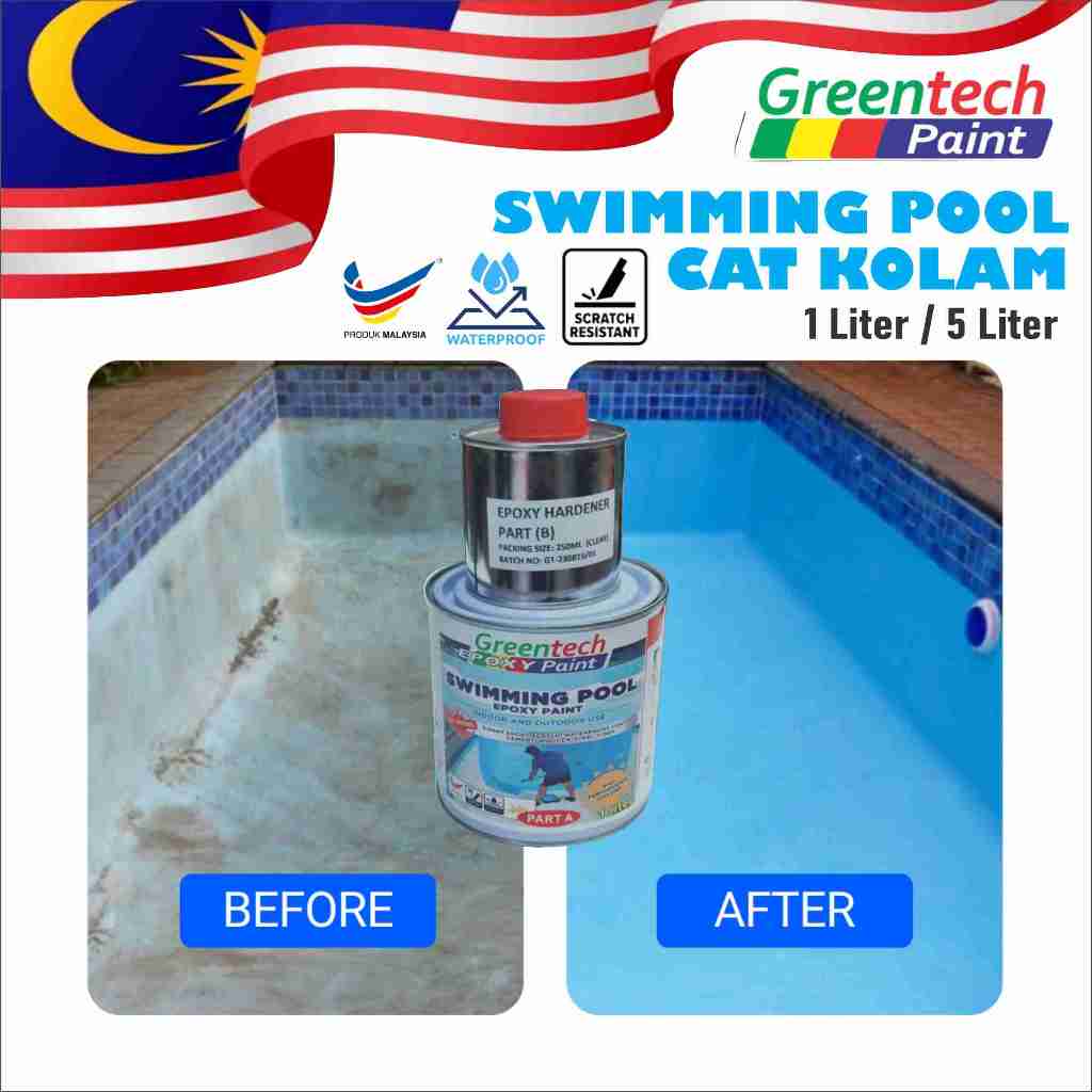 ( 5 LITER ) GREENTECH Paint Swimming Pool Epoxy Paint Pond Paint Cat ...