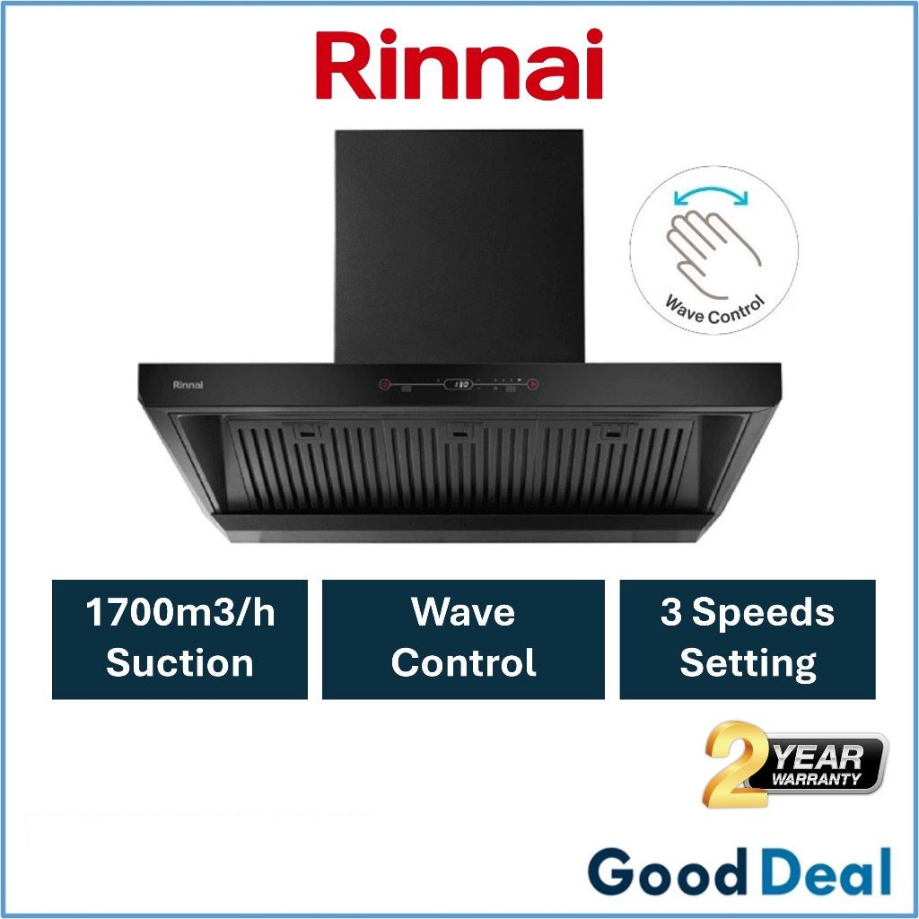 Rinnai RH-C3819-PBW Chimney Cooker Range Hood 90CM Wave Control | Shopee Malaysia