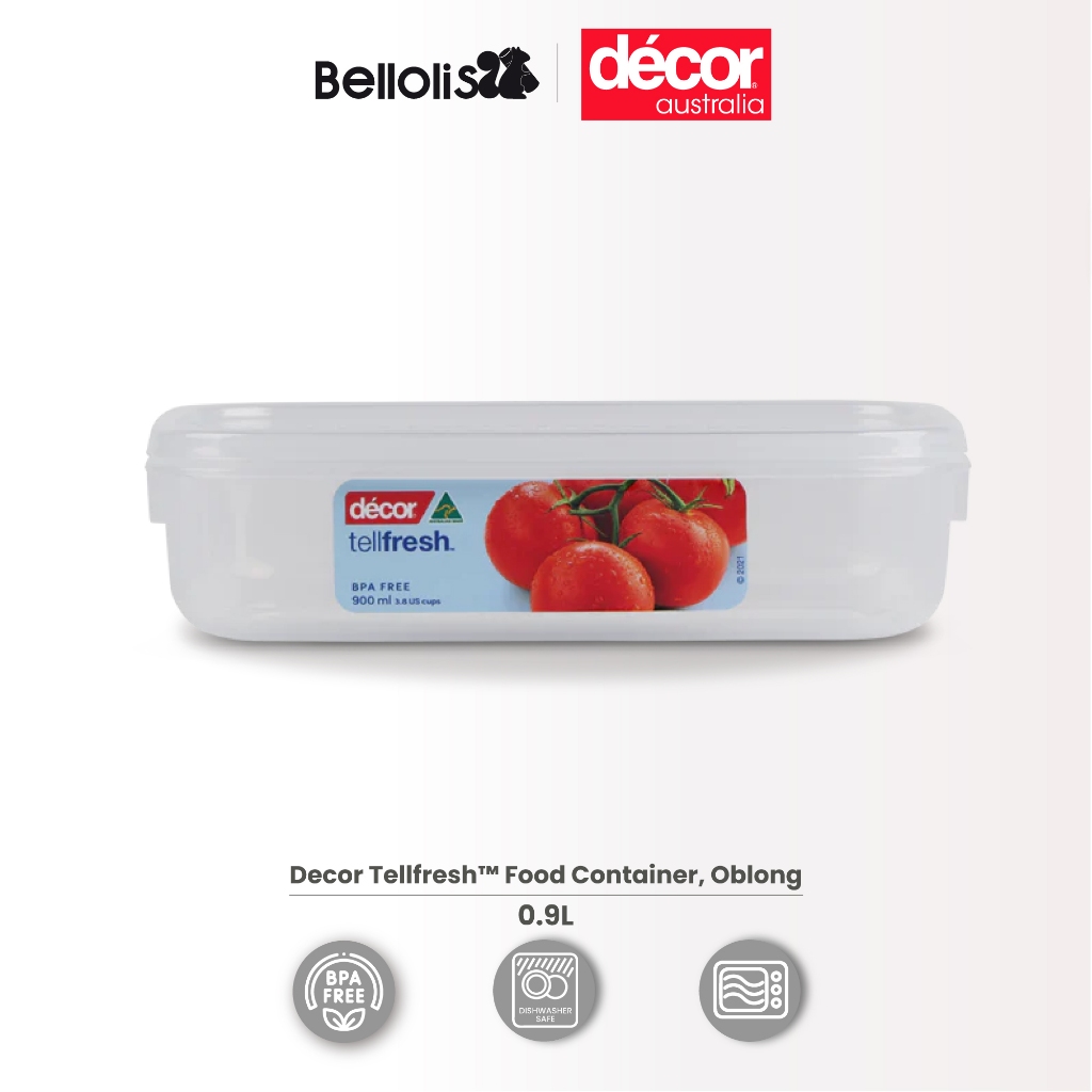 Decor Tellfresh™ Food Container, Oblong 900ml - BPA-Free Microwave Safe ...