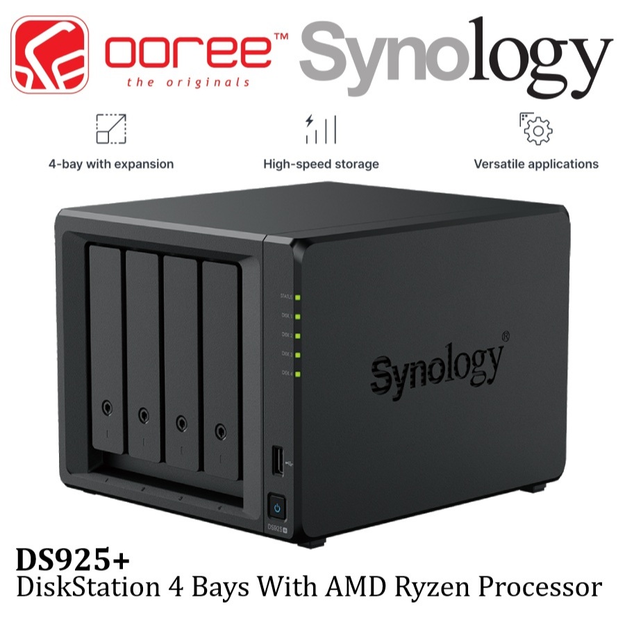 SYNOLOGY DS925+ NAS DISKSTATION 4 BAYS WITH 2 BUILT-IN 2.5GbE PORTS ...