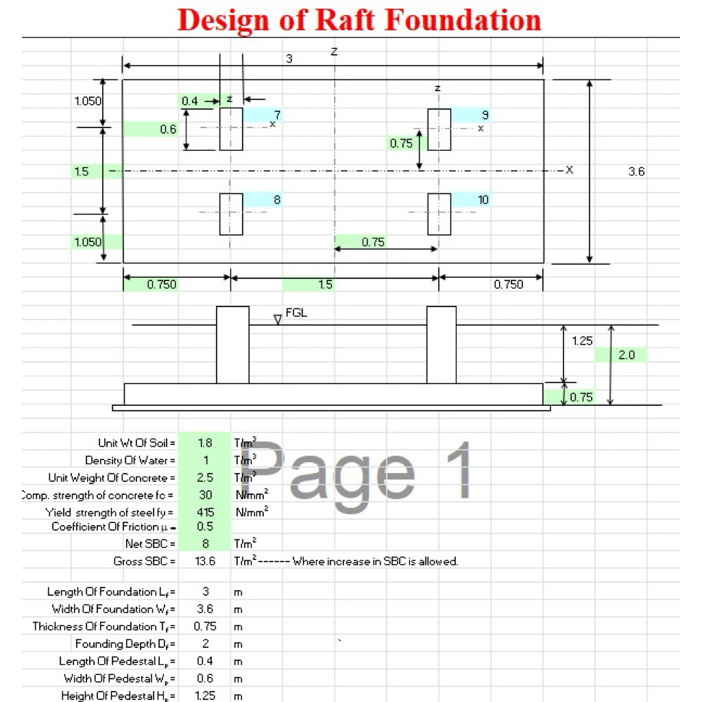 Design of Raft Foundation Excel Spreadsheet | Shopee Malaysia
