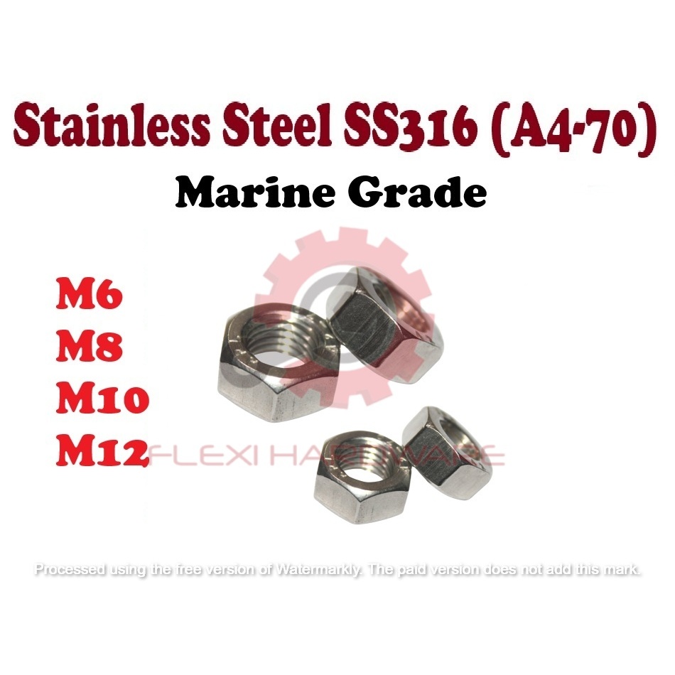 SUS 316 Hex Nut M3 M4 M5 M6 M8 M10 M12 M14 Stainless Steel 316 Hexagon ...