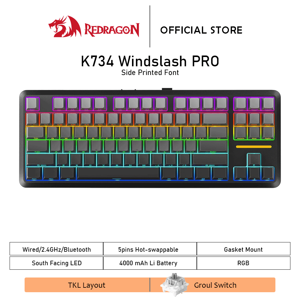 Redragon K734 Wildslash Wireless 3-mode Mechanical Gaming Keyboard ...