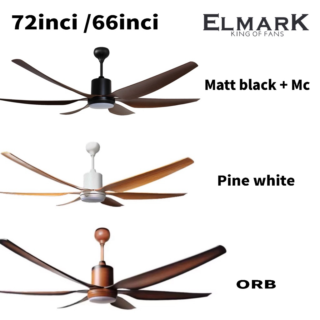 Elmark 666 72''/ 66” ceiling fan Abs fan blade with led wood colour ...