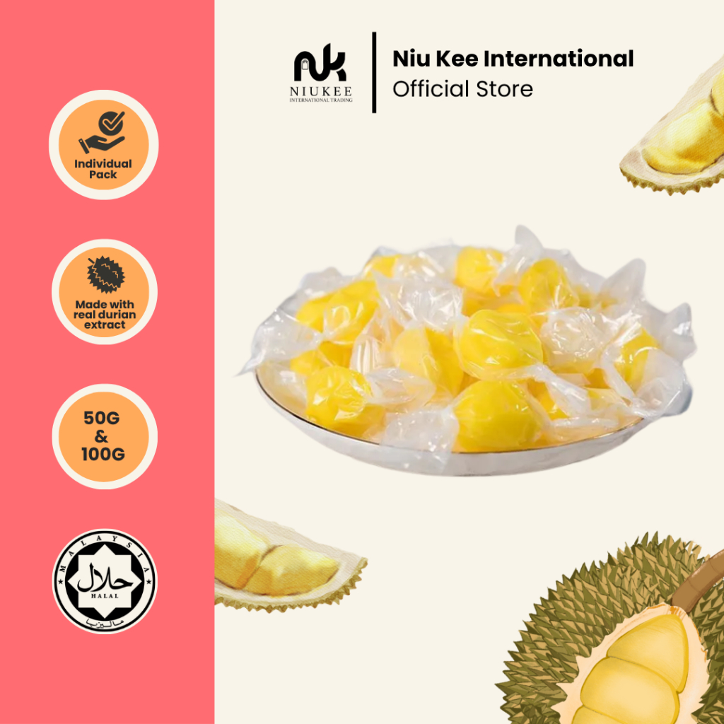 [𝗡𝗶𝘂 𝗞𝗲𝗲] Durian Candy | Gula-Gula Durian 榴莲糖 NiuKee | Shopee Malaysia