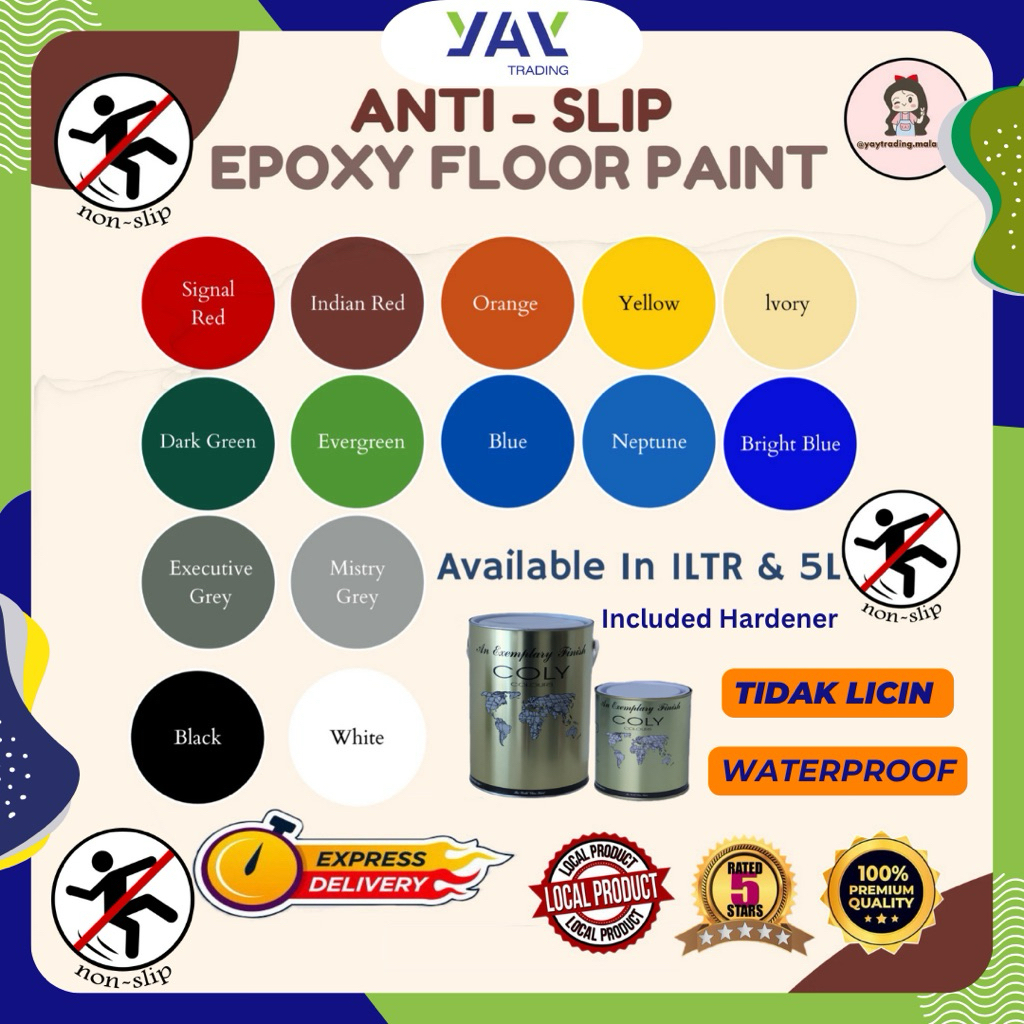 [Anti-gelincir] 1L//5L Coly ANTI - SLIP Epoxy Floor Paint HEAVY DUTY ...
