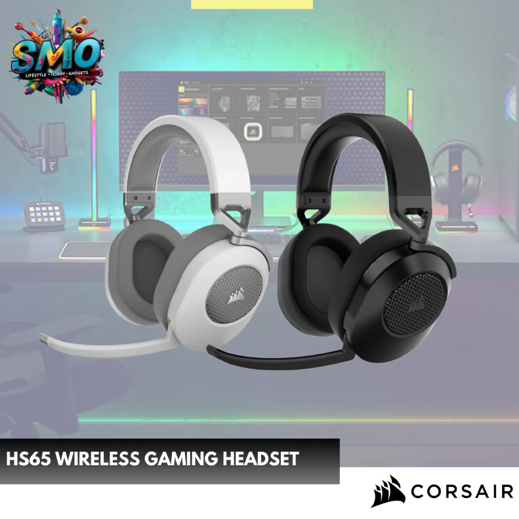 CORSAIR HS65 WIRELESS / WIRED Gaming Headset, Carbon / White | Shopee ...