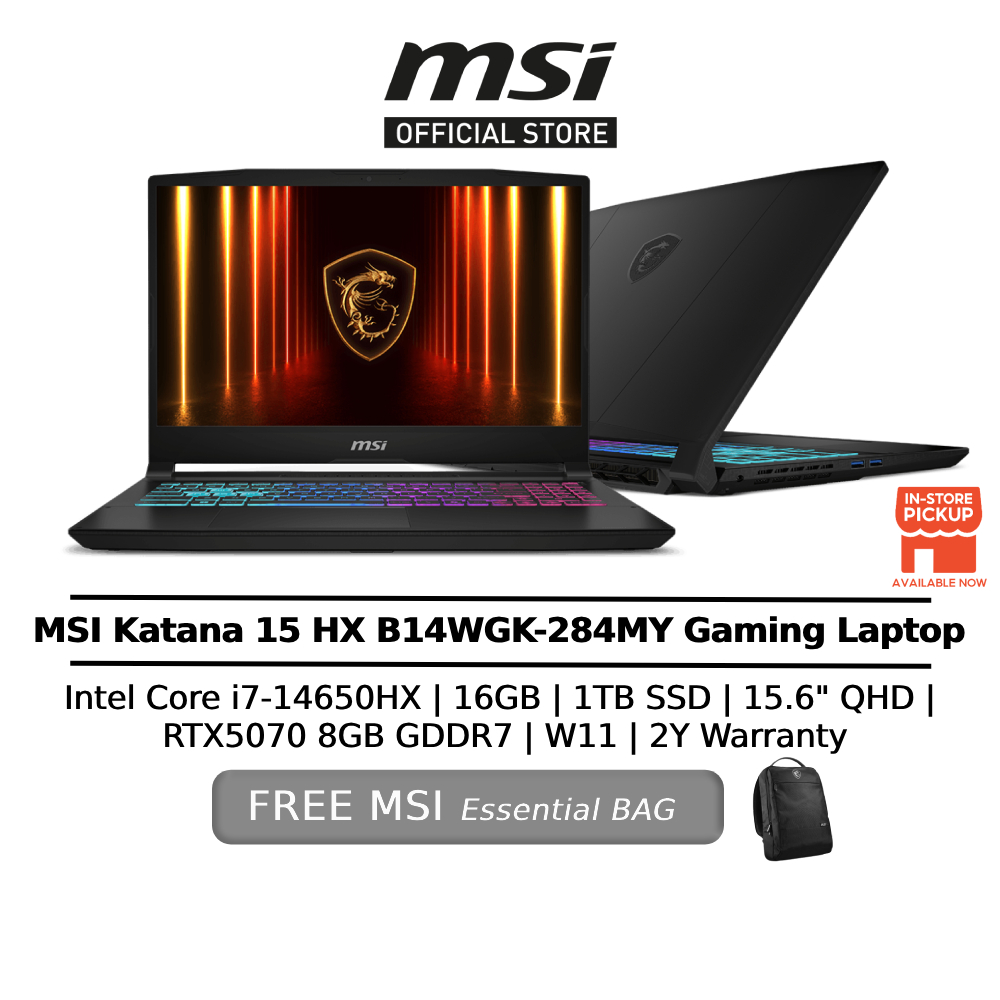 MSI Katana 15 HX AI B14WGK-284MY (i7-14650HX/16GB/1TB SSD/15.6" QHD 165HZ/RTX5070 8GB GDDR7/RGB ...