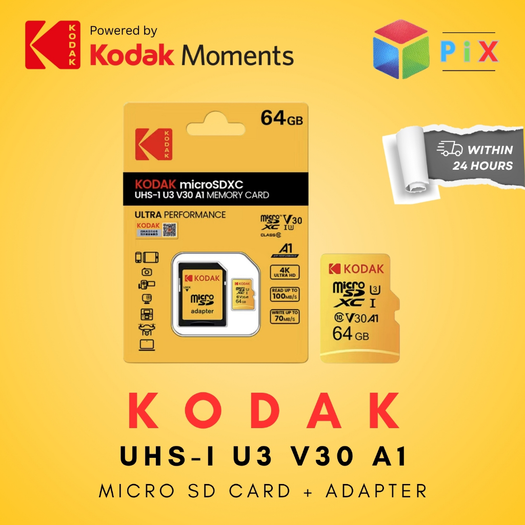 [Ready Stock] KODAK MicroSD ULTRA PERFORMANCE Class 10 UHS-1 U3 V30 A1 for Camera and Dashcam ...