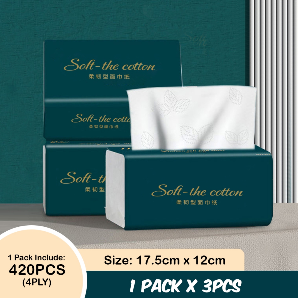 SKM (1 Pack x 3 Pcs) 4 Layer Soft Pack Tissue Paper / Facial Tissue ...