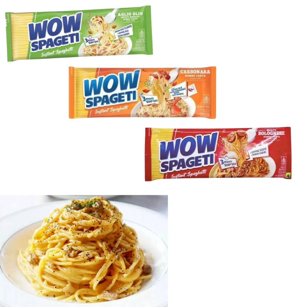 WOW SPAGHETTI VIRAL 88GR CARBONARA BOLOGNESE AGLIO OLIO INSTANT PASTA HALAL | Shopee Malaysia