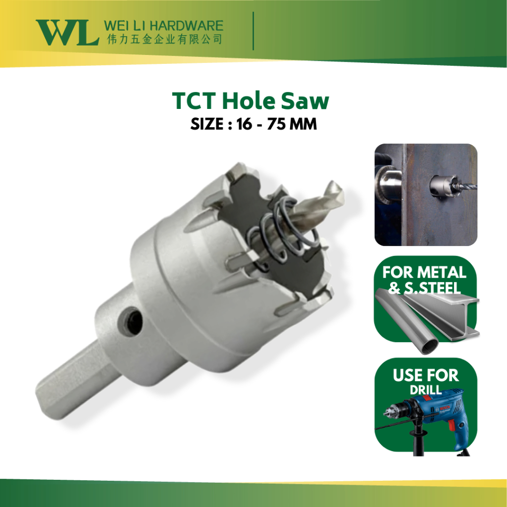 TM/KNIGHT Carbide Tip TCT Hole Saw 16-75mm For Hard Metal/Metal Hole ...