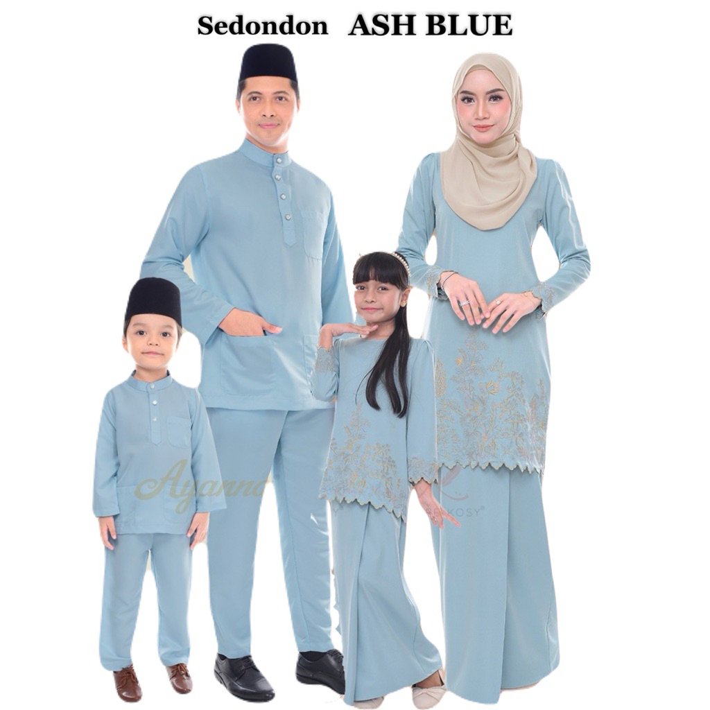 🔥TEMA SEDONDON ASH BLUE RAYA 2025 | SET SEDONDON FAMILY IBU DAD KIDS ...