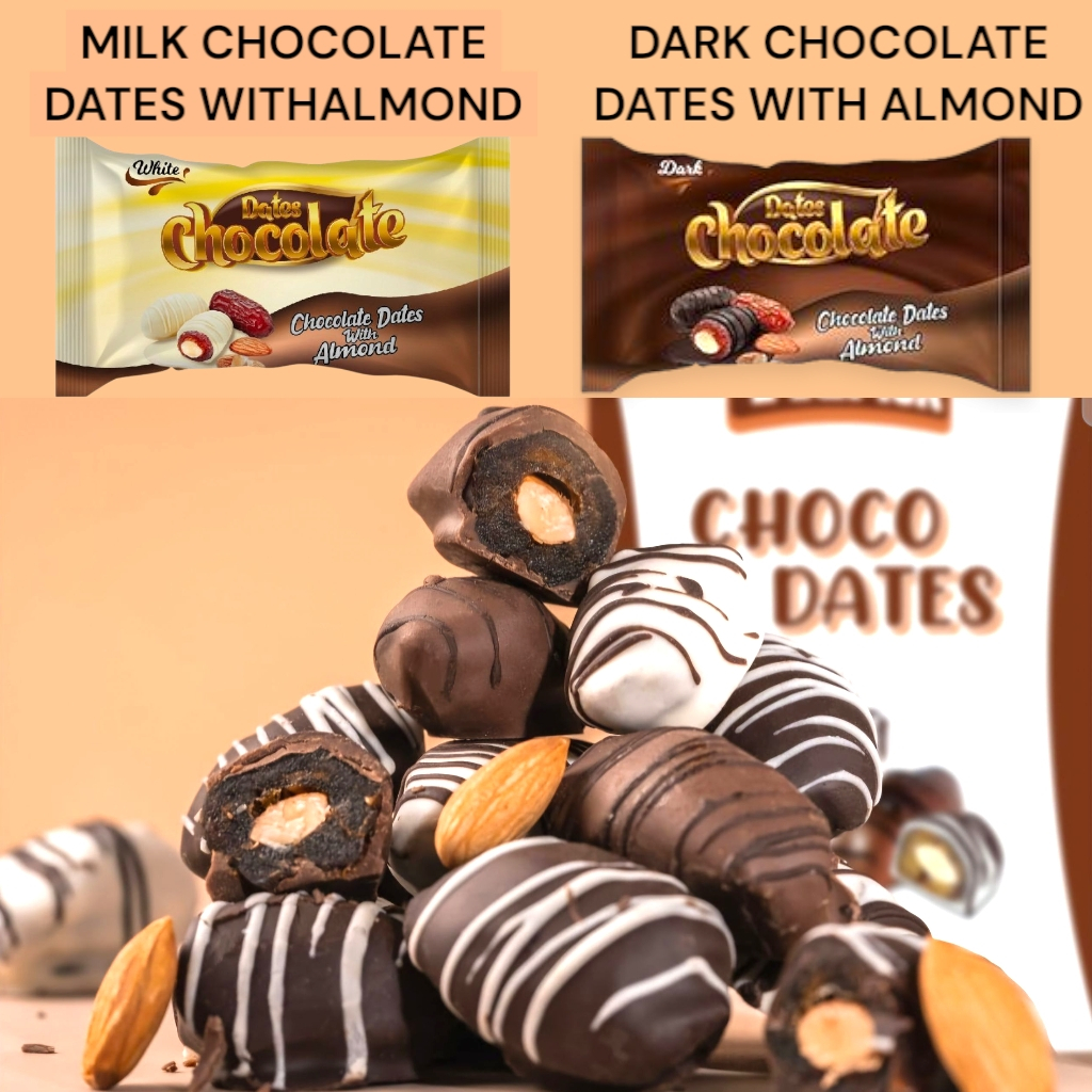 ready stock dates white and dark chocolate with almond good quality ...