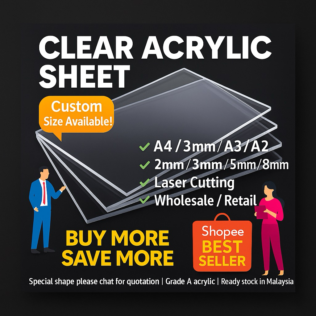 Clear Acrylic Sheet A3 A4 | 2mm 3mm 4mm | Laser Cut | Custom Size ...