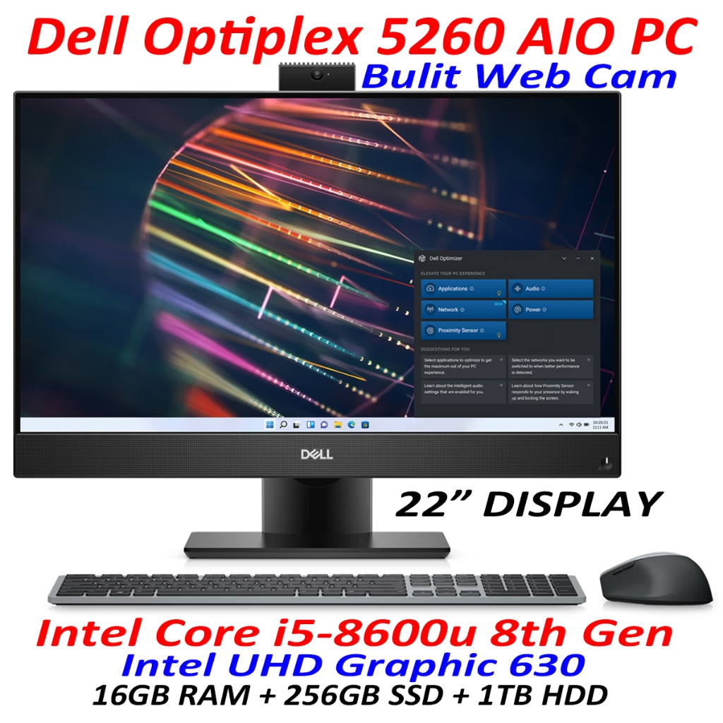 Refurbished Dell OptiPlex 5260 AIO PC, Core i5-8th Gen CPU, Slim ...