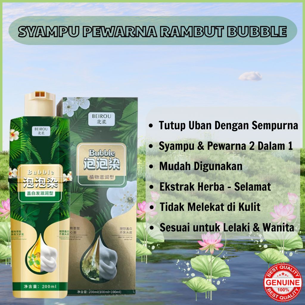 Syampu Premium Beirou Shampoo Dye Hair Colour dengan Pewarna Rambut ...