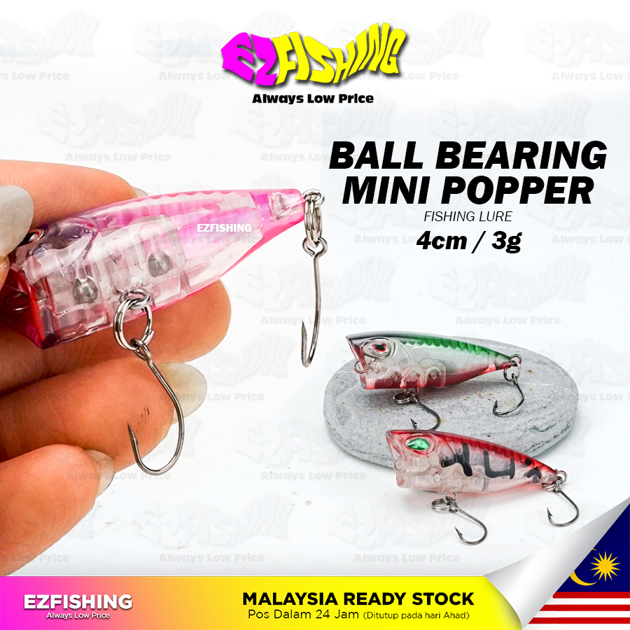 EZF Ball Bearing Mini Popper 4cm 3g Floating Hard Bait Minnow Fishing ...