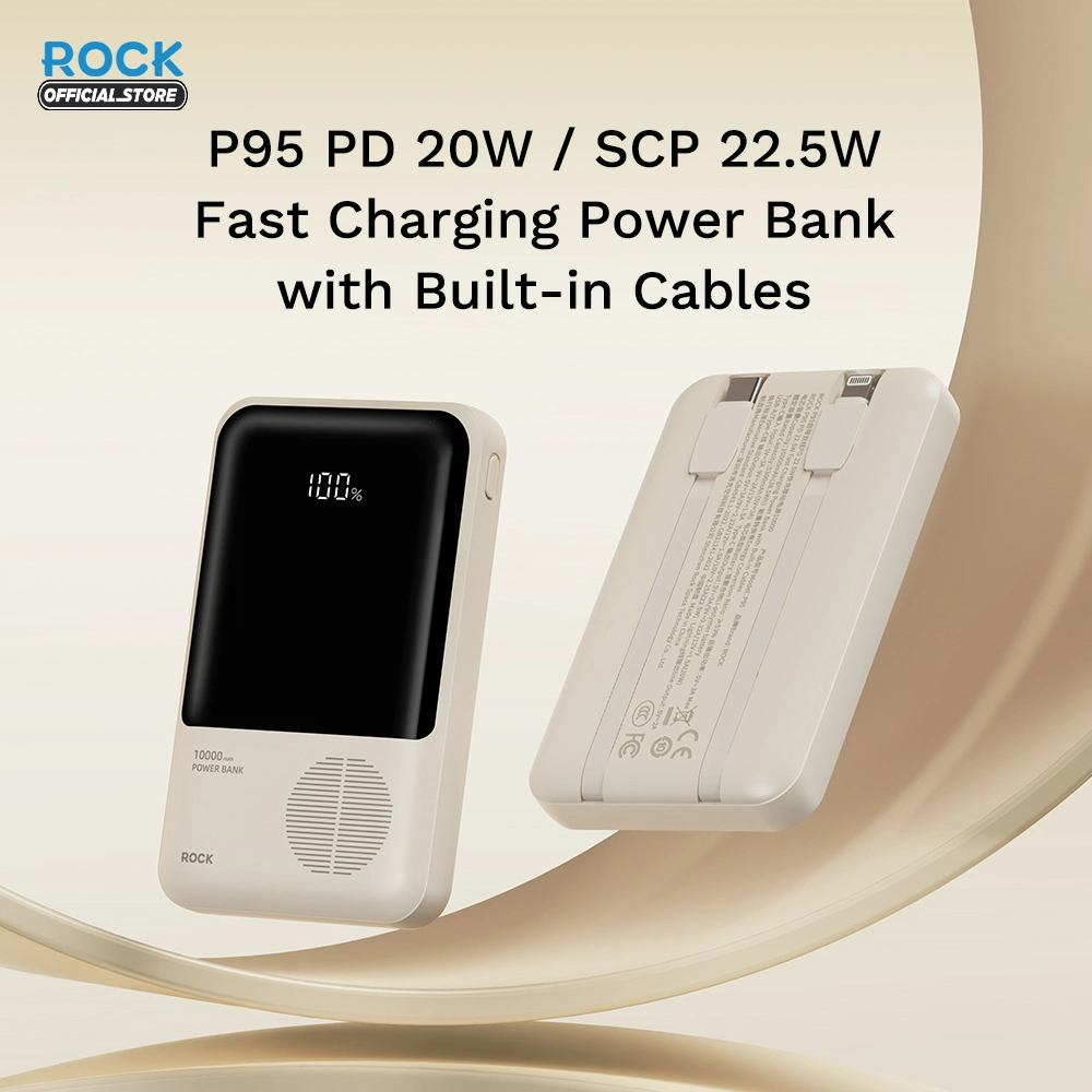 ROCK P95/ P99 PD 22.5W Fast Charge 3C Power Bank with Cables (10000/20000 mAh) | Shopee Malaysia