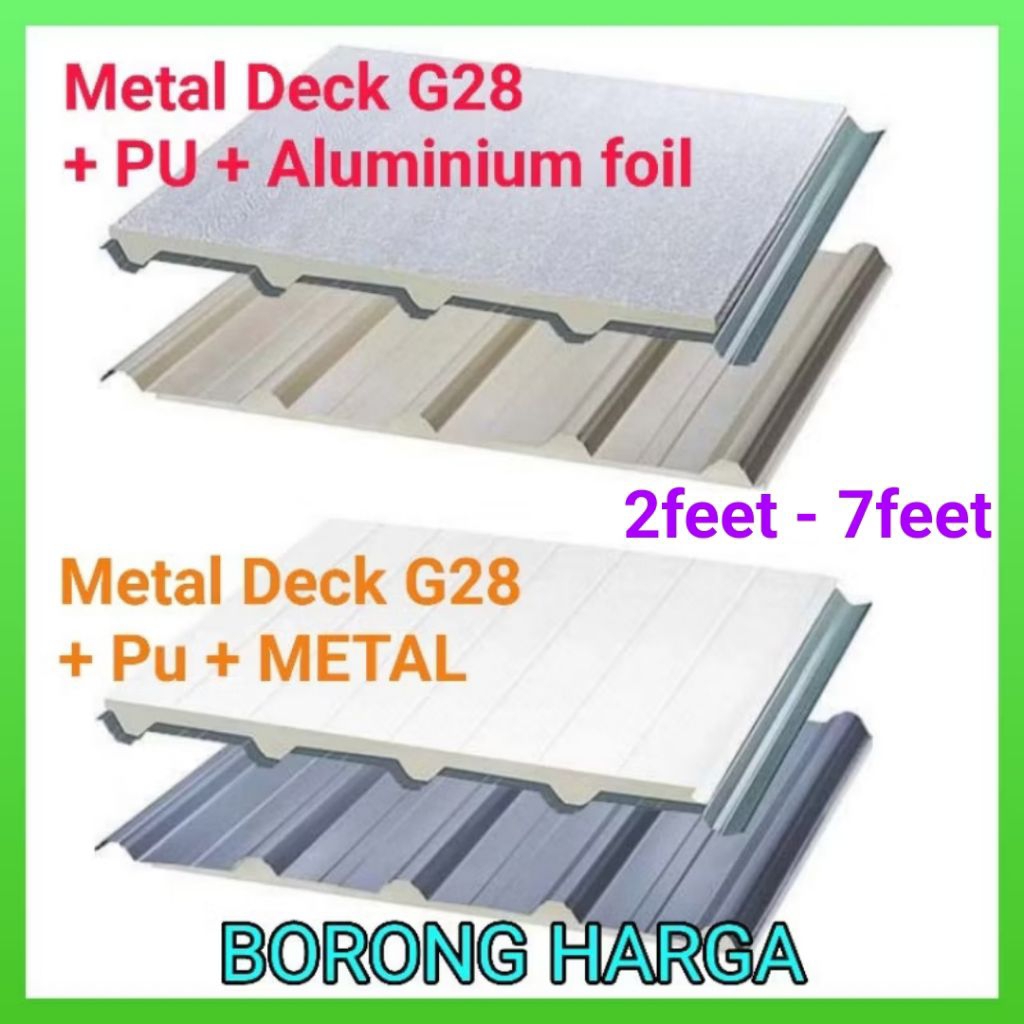 Metal Deck G28 + Pu + Aluminium foil OR METAL(2ft - 7ft) (MD) | Shopee ...