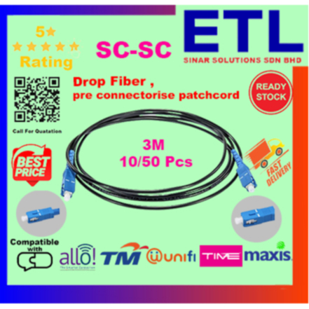 Pre Connectorized SC-SC Drop Fiber Optic 3 meter | Shopee Malaysia