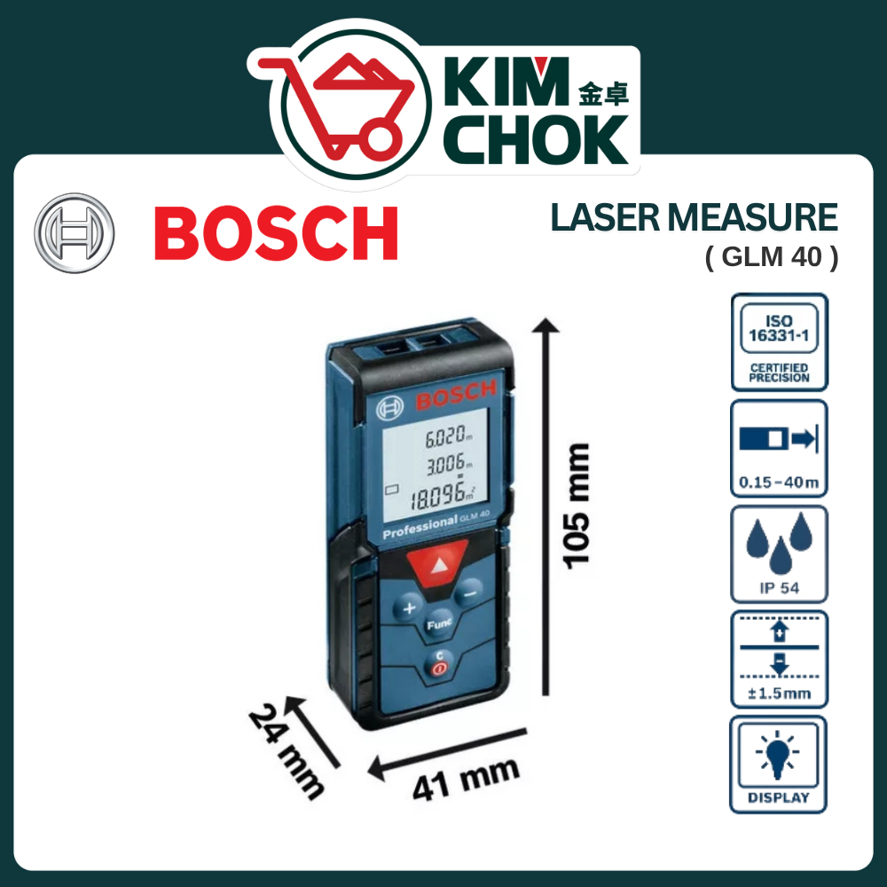 BOSCH Laser Measure GLM 40 | Laser Distance Measuring Meter GLM40 ...