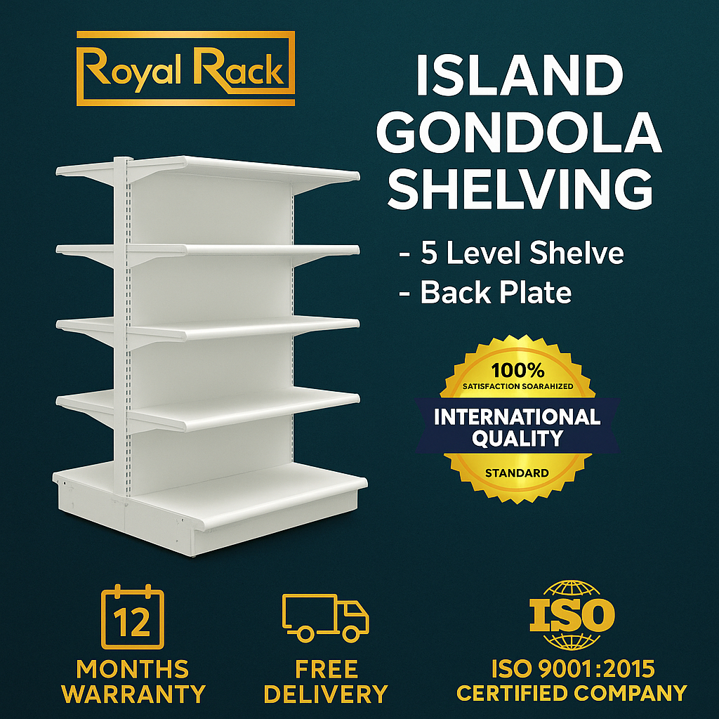 RoyalRack 【White】 Island Gondola Metal Back Plate Storage Rack Retail ...