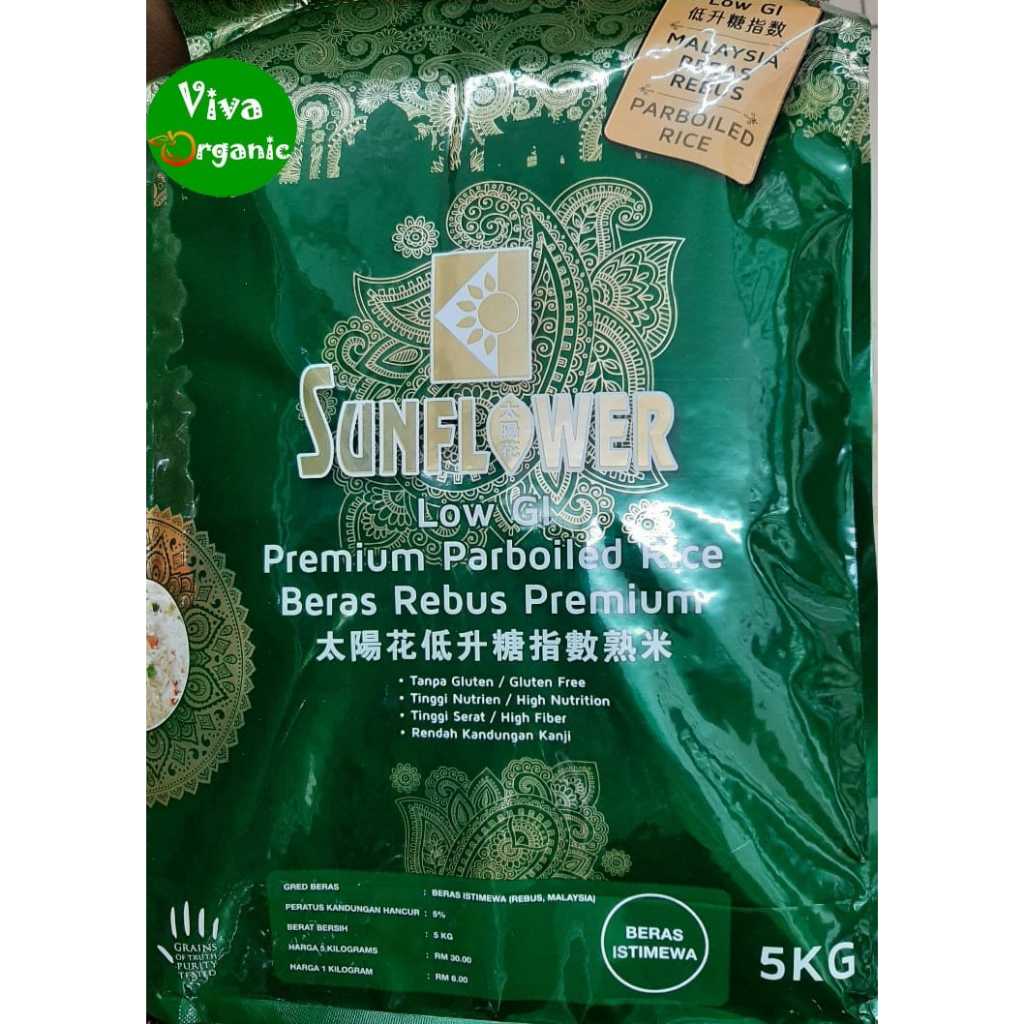 Sunflower GI Rendah Beras Rebus Premium / Low GI Premium Parboiled Rice ...