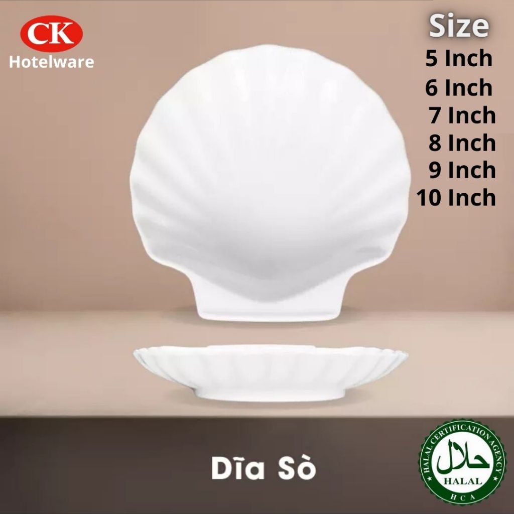 CK Porcelain, Shell Plate 5" - 10" / Pinggan Bentuk Cangkerang Porselin ...