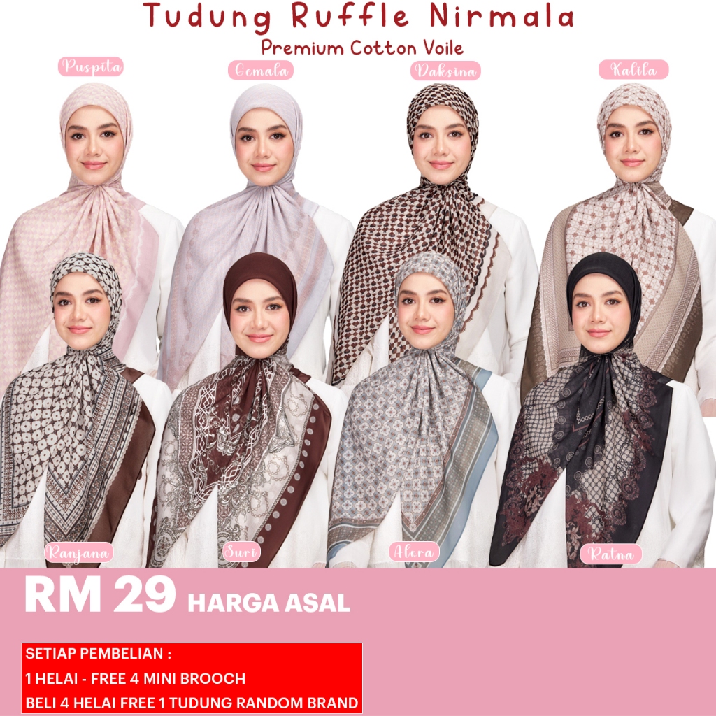READY STOCK | TUDUNG RUFFLE WHITE LABEL NIRMALA, AKASIA x TV3, MERAKI ...