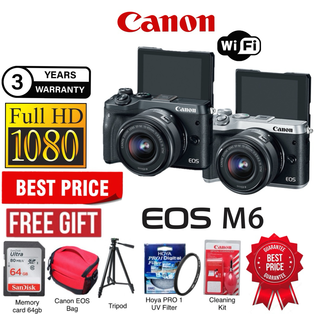 Canon EOS M6 15-45mm kit original full packages (3 years warranty) canon eos mirrorless camera ...