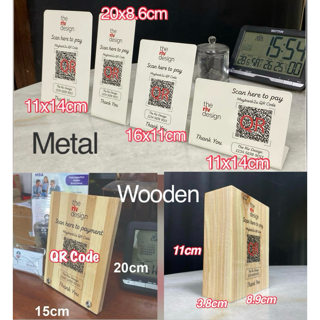 Premium Wooden Stand /Customised A5 Size QR Code Scan to Pay Wooden ...