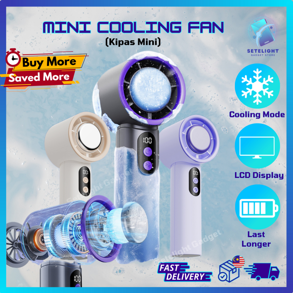 Handheld Cooling Fan Kipas Mini Fan 100 Level Adjustment High Speed ...