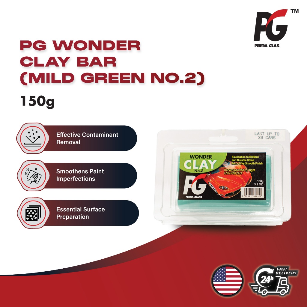 Perma Glass PG Wonder Clay Bar (Mild Green No. 2) (150g) | Car ...