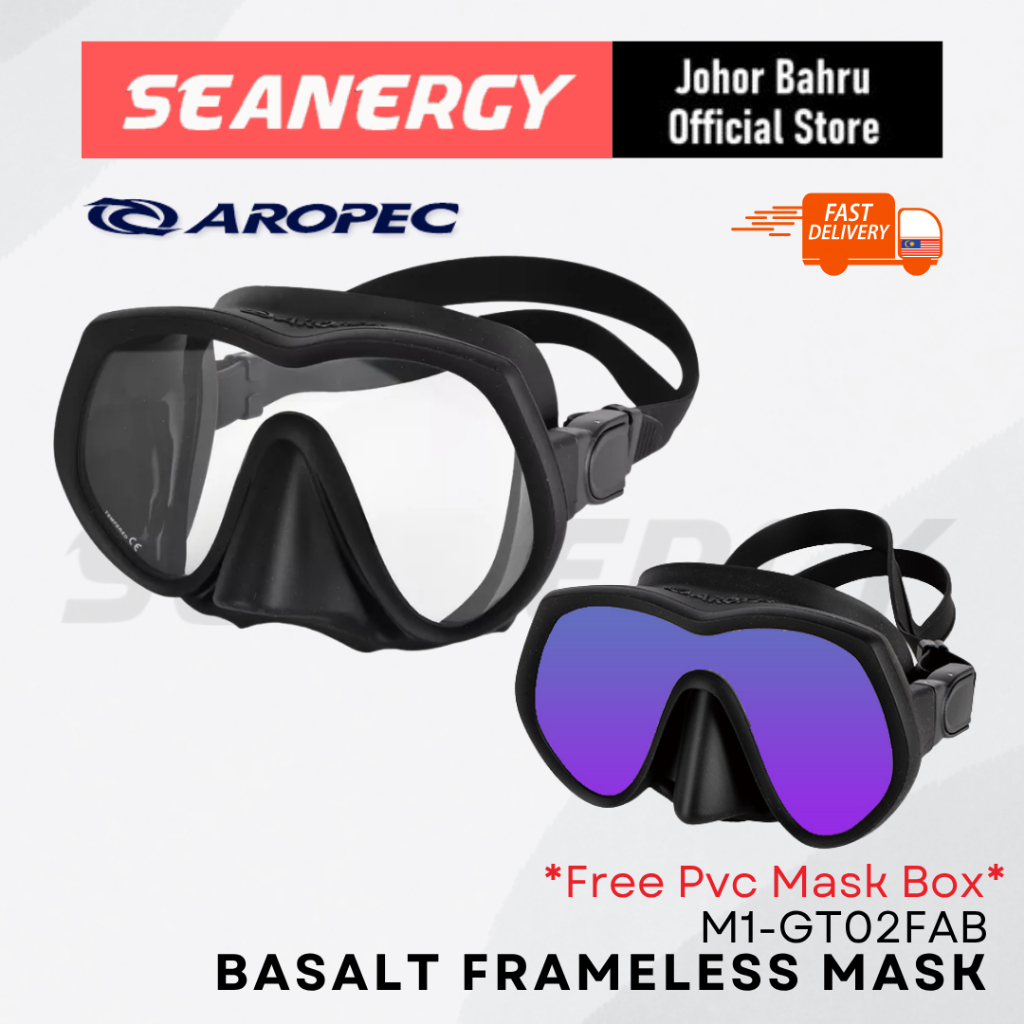 AROPEC M1-GT02FAB Basalt Scuba Diving Mask Asian Fit Frameless ...