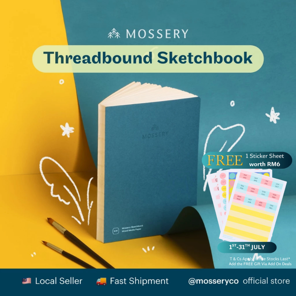 Mossery Threadbound Sketchbook (Drawing Book / Buku Lukisan Note / 绘画本 / 画册 / 素描本） | Shopee Malaysia