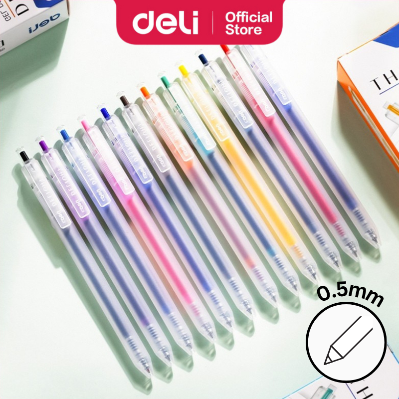 Deli Delight Gel Pen Multiple Colour Gel Ink Pen 0.5mm Smooth Writing ...