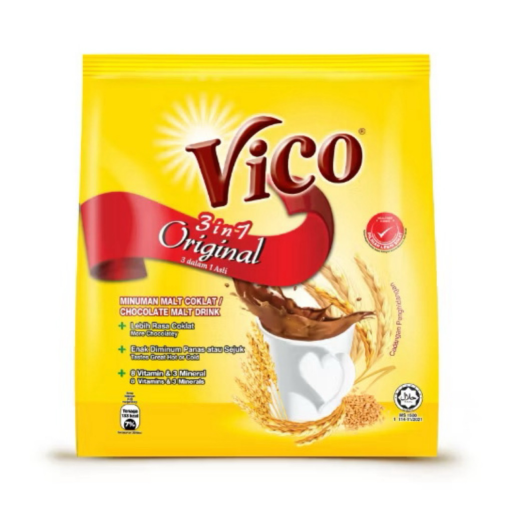 Vico 3 In 1 Original Chocolate Malt Drink (15's x 32g) | Shopee Malaysia