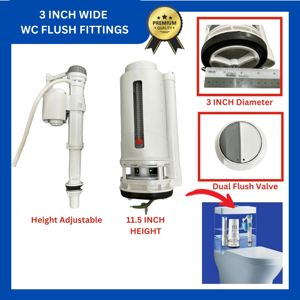 3 INCH WATER CLOSET WC FLUSH FITTING PARTS FOR 1 PIECE WC ALAT GANTI ...