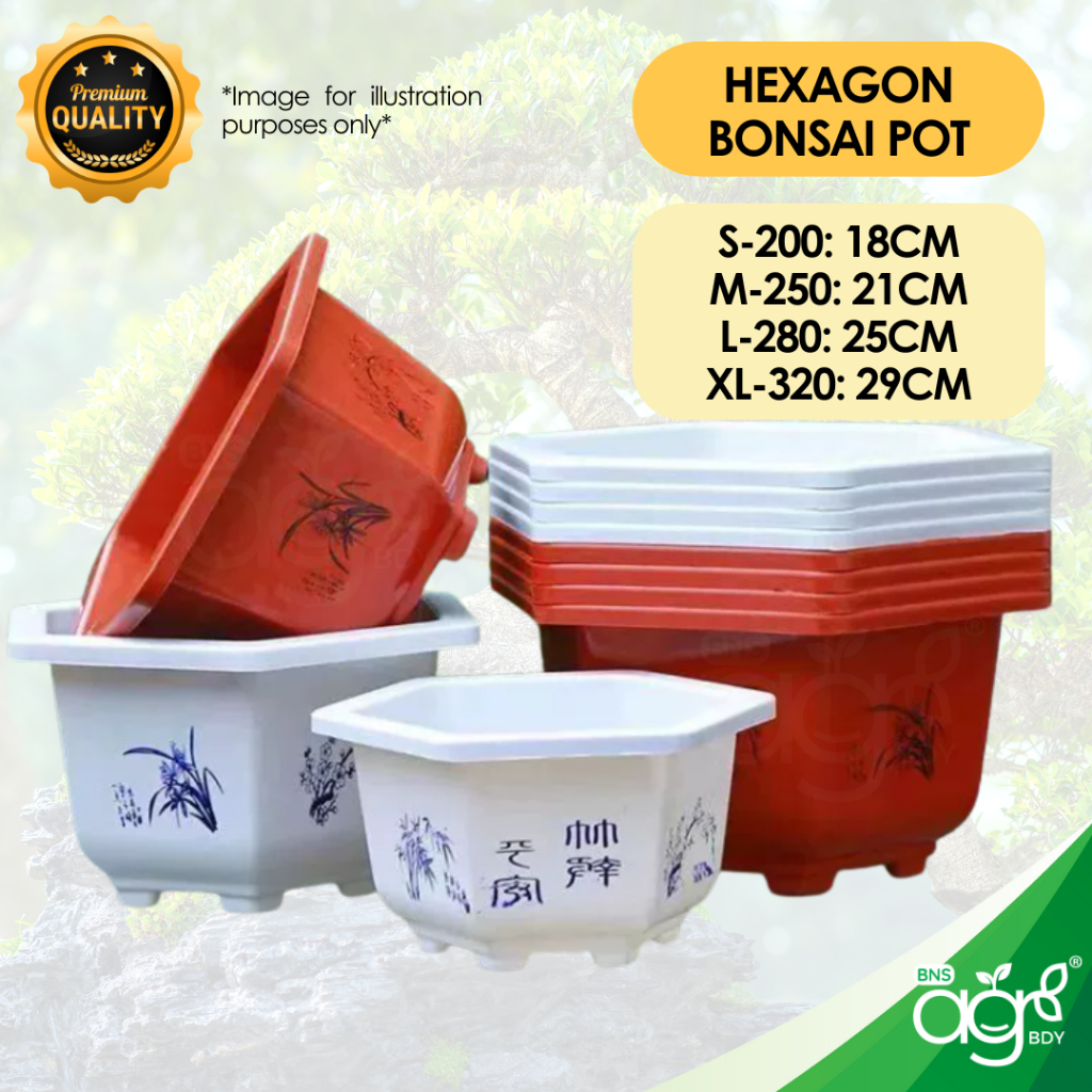 AgroBuddy Pasu Bunga Pokok Plastik Segi Enam | Hexagon Bonsai Plastic ...