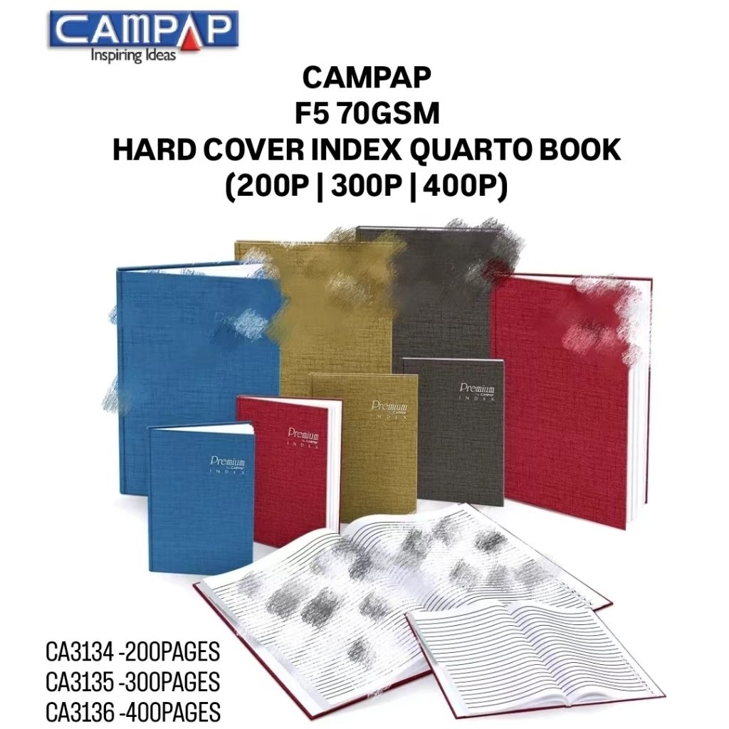 CAMPAP F5 70GSM Hard Cover Alphabet Index Quarto Book | 厚皮索引簿 | Shopee ...