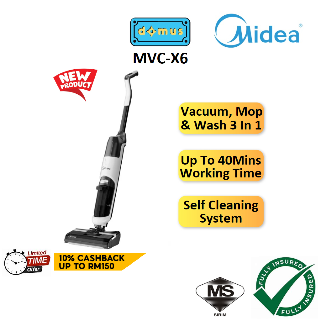 Midea Wet & Dry Cordless Vacuum Cleaner Electric Floor Washer With Self ...