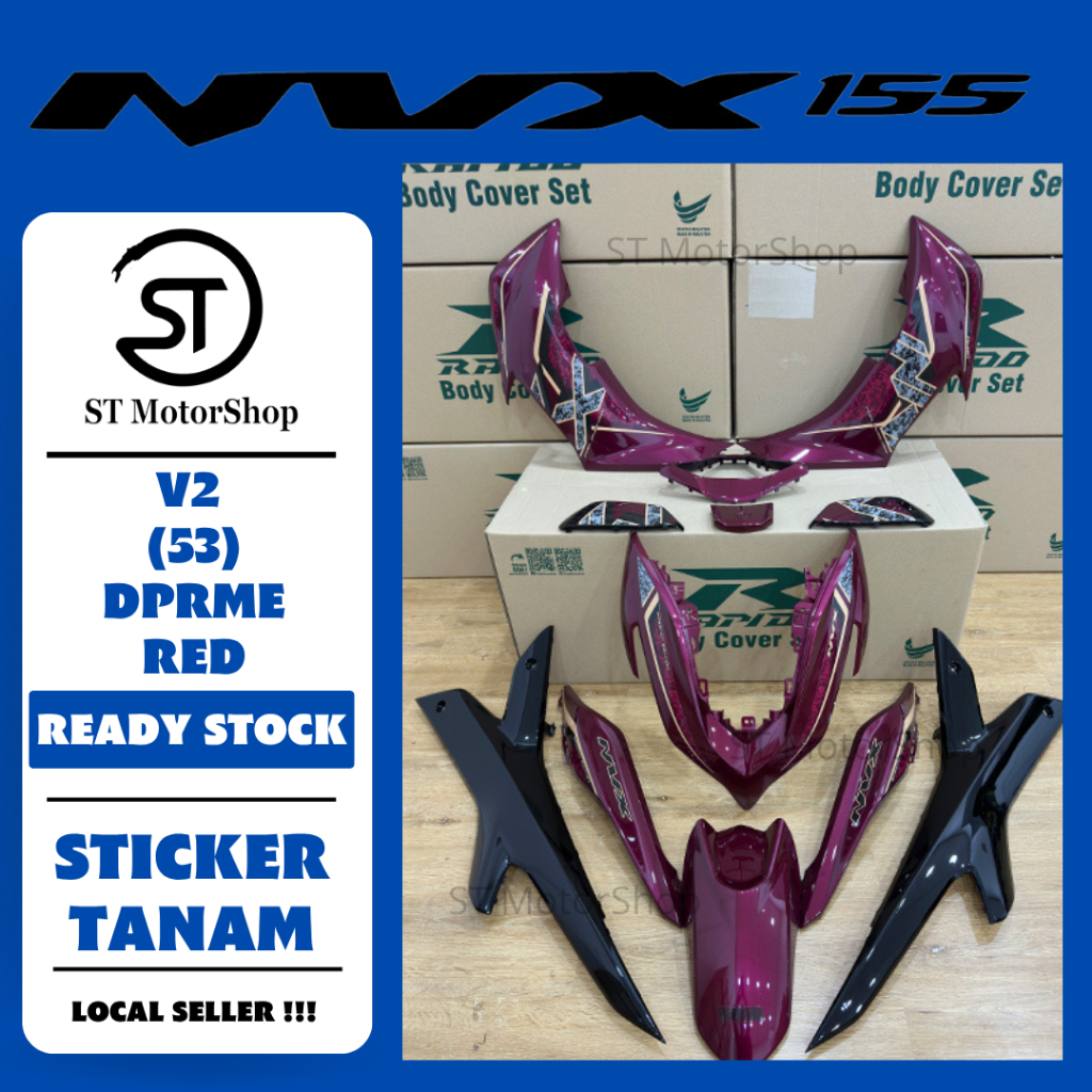 YAMAHA Nvx V2 SE (53) Red Blue Grey RAPIDO Coverset Body Cover Sticker ...