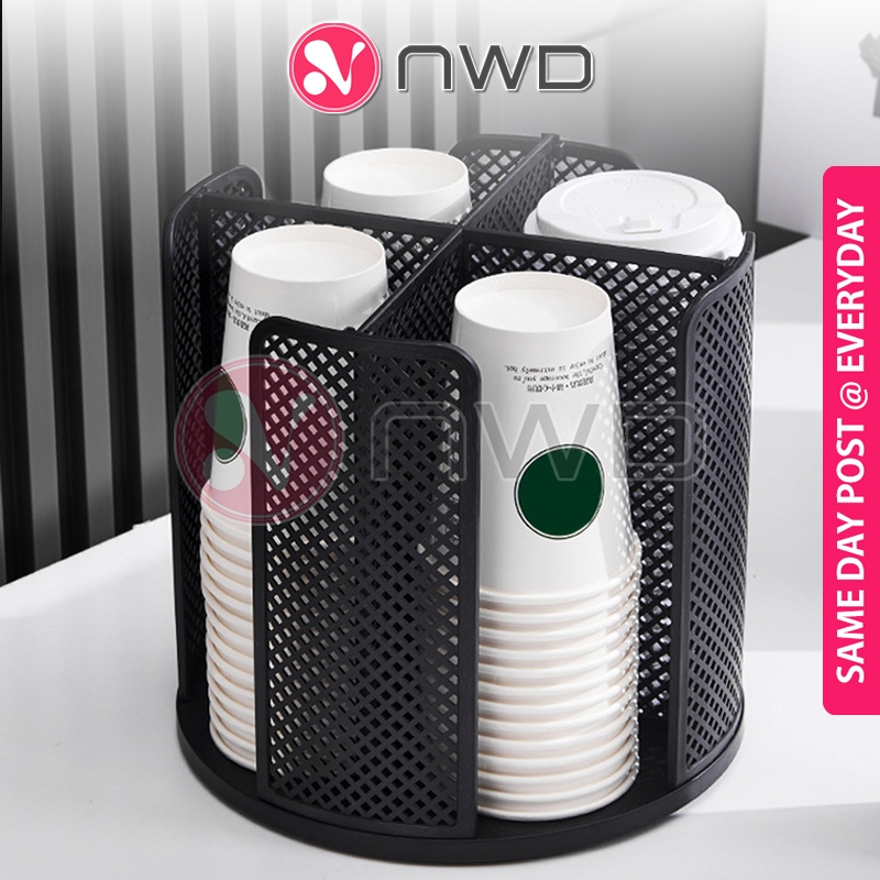 𝗘𝗔𝗦𝗬 𝗦𝗣𝗜𝗡 》360° Rotate Acrylic Paper Cup Organizer Disposable Cup ...
