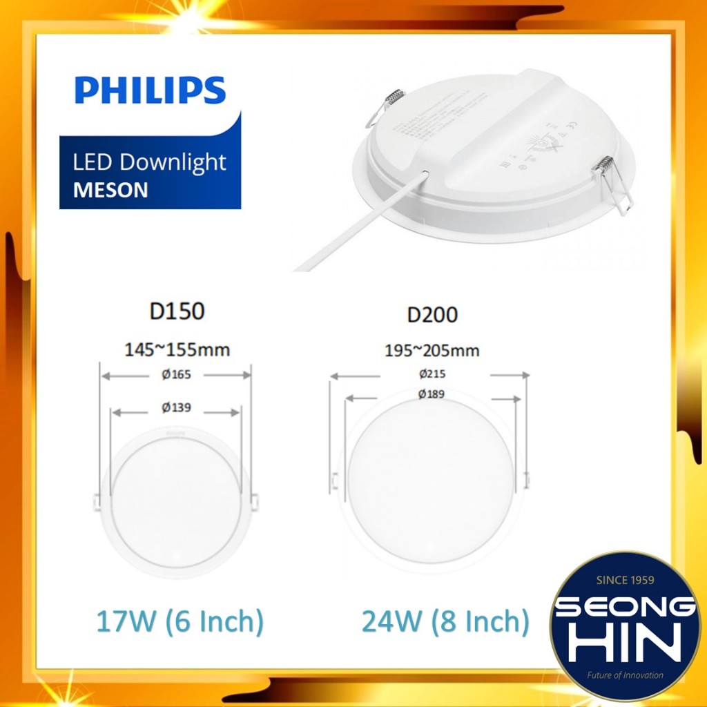 Philips 5" 6" 8" Meson 13W 17W 24W LED Downlight Daylight 6500k ...