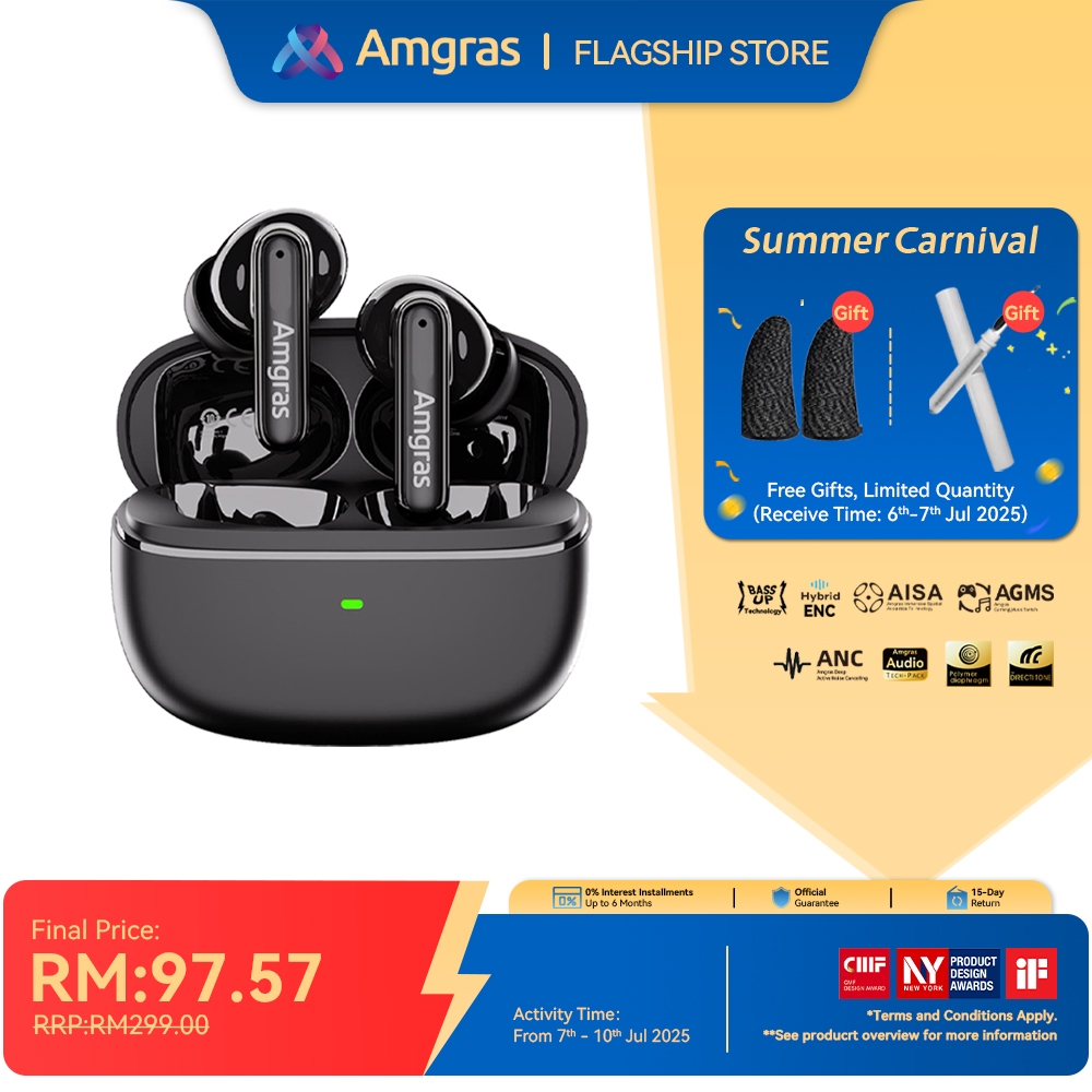 Amgras Eternity Ⅲ Ultra ANC Noise Reduction Wireless Earphone Bluetooth ...