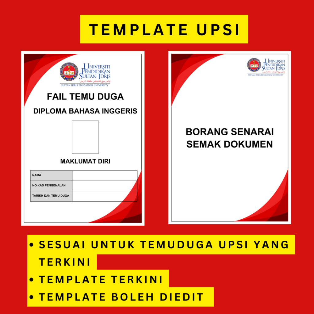 TEMPLATE TEMUDUGA UPSI | MUDAH UNTUK EDIT | CANVA PDF | UPAH BUAT FAIL ...