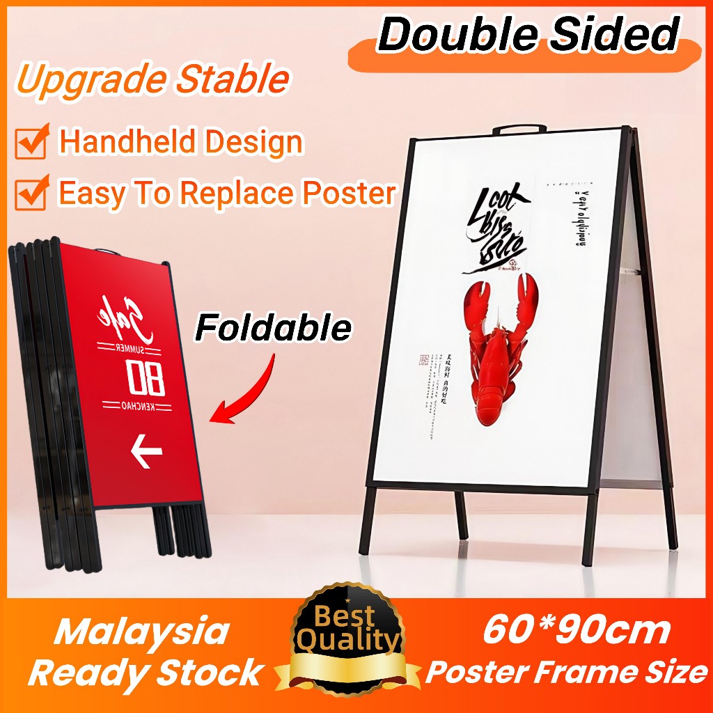 Portable Banner Stand Poster Display Stand Foldable Shop door Sign ...